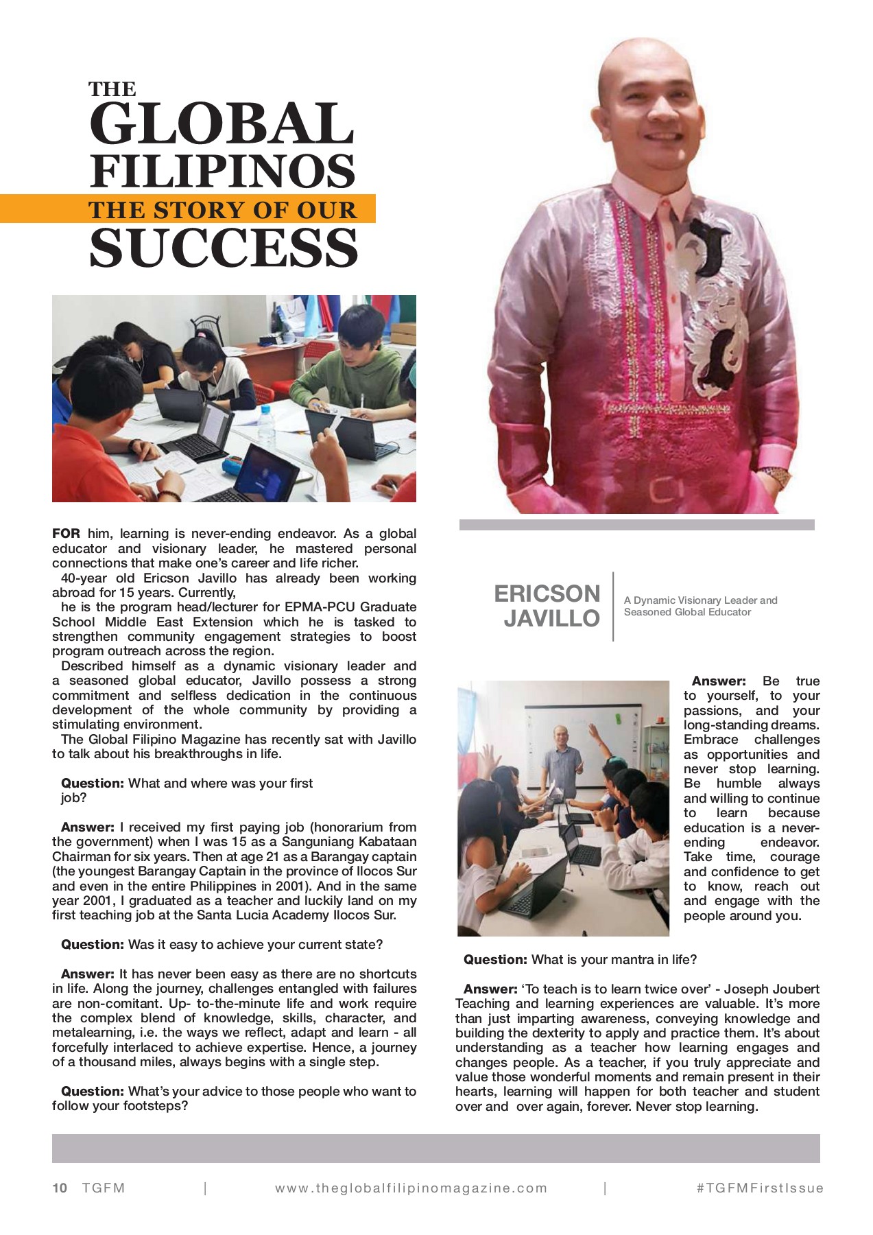 The Global Filipino Magazine - Vol. 1 - Issue 1 - filipinoinstitute - Page 10 | Flip PDF Online ...