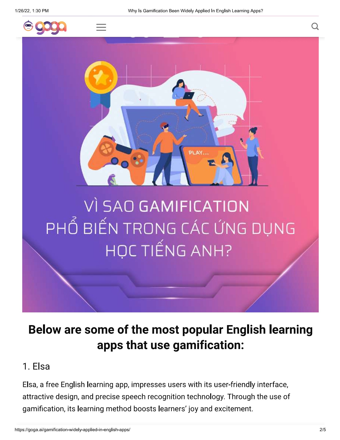 WHY IS GAMIFICATION BEEN WIDELY APPLIED IN ENGLISH LEARNING APPs - GOGA ...
