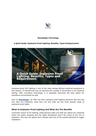 A Quick Guide: Explosion Proof Lighting: Benefits, Types & Requirement