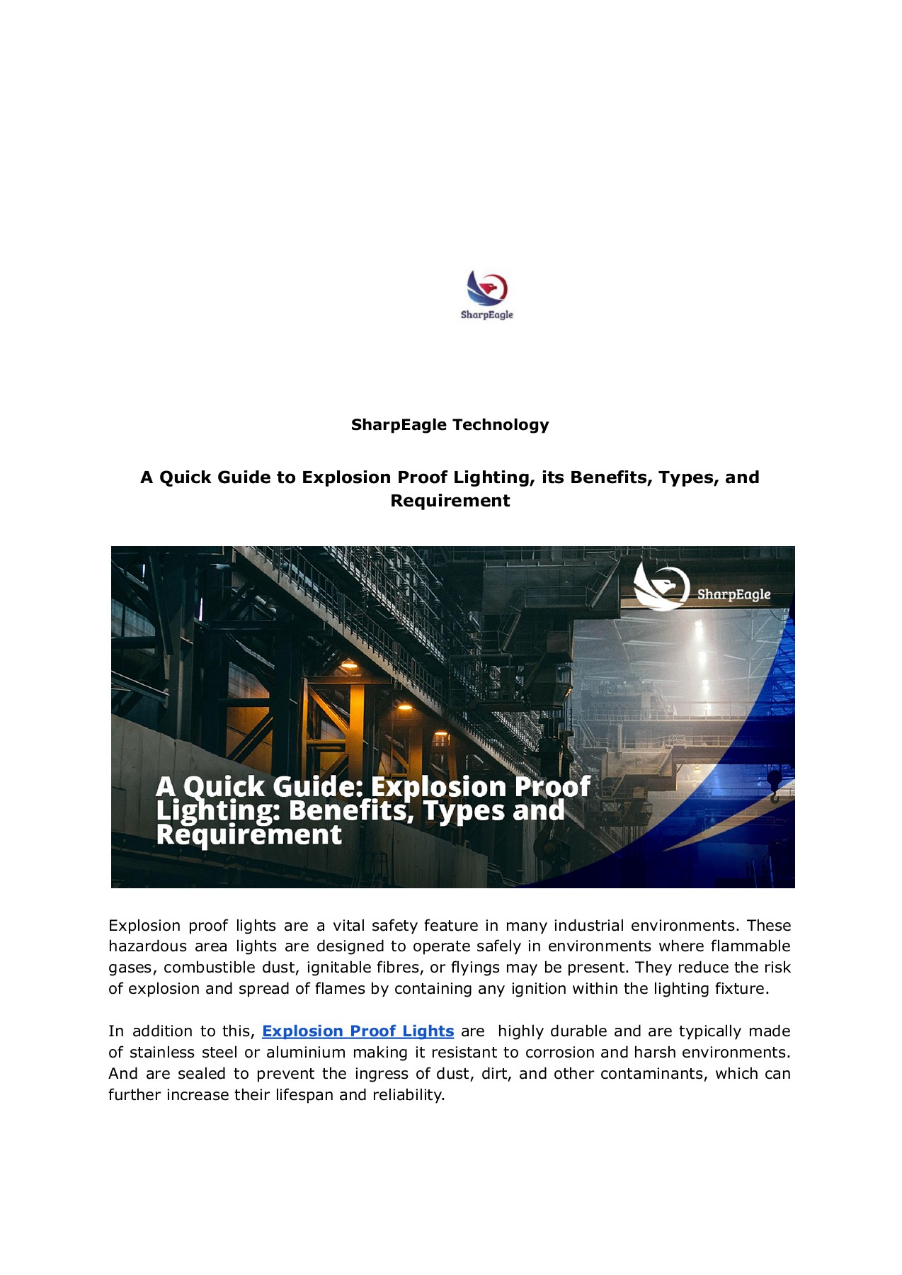 A Quick Guide to Explosion Proof Lighting, its Benefits, Types, and Requirement - SharpEagle ...