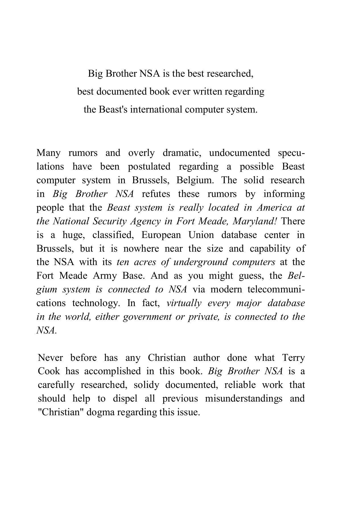 Big Brother NSA & its Little Brother, by Terry L. Cook - Guy Boulianne ...