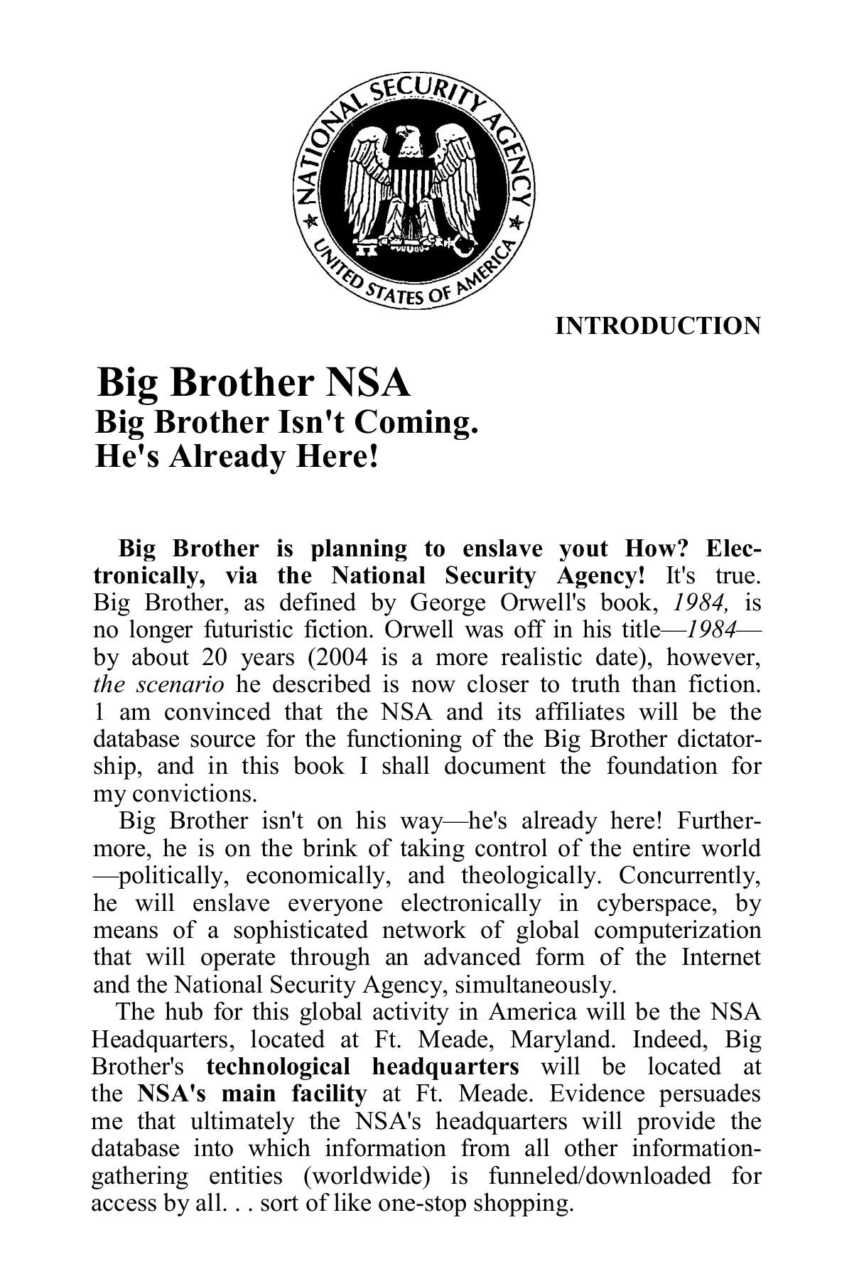 Big Brother NSA & its Little Brother, by Terry L. Cook - Guy Boulianne ...