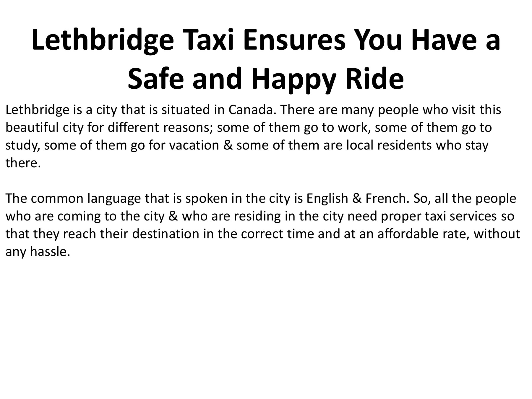 Lethbridge Taxi Ensures You Have a Safe and Happy Ride - YQL Taxi ...