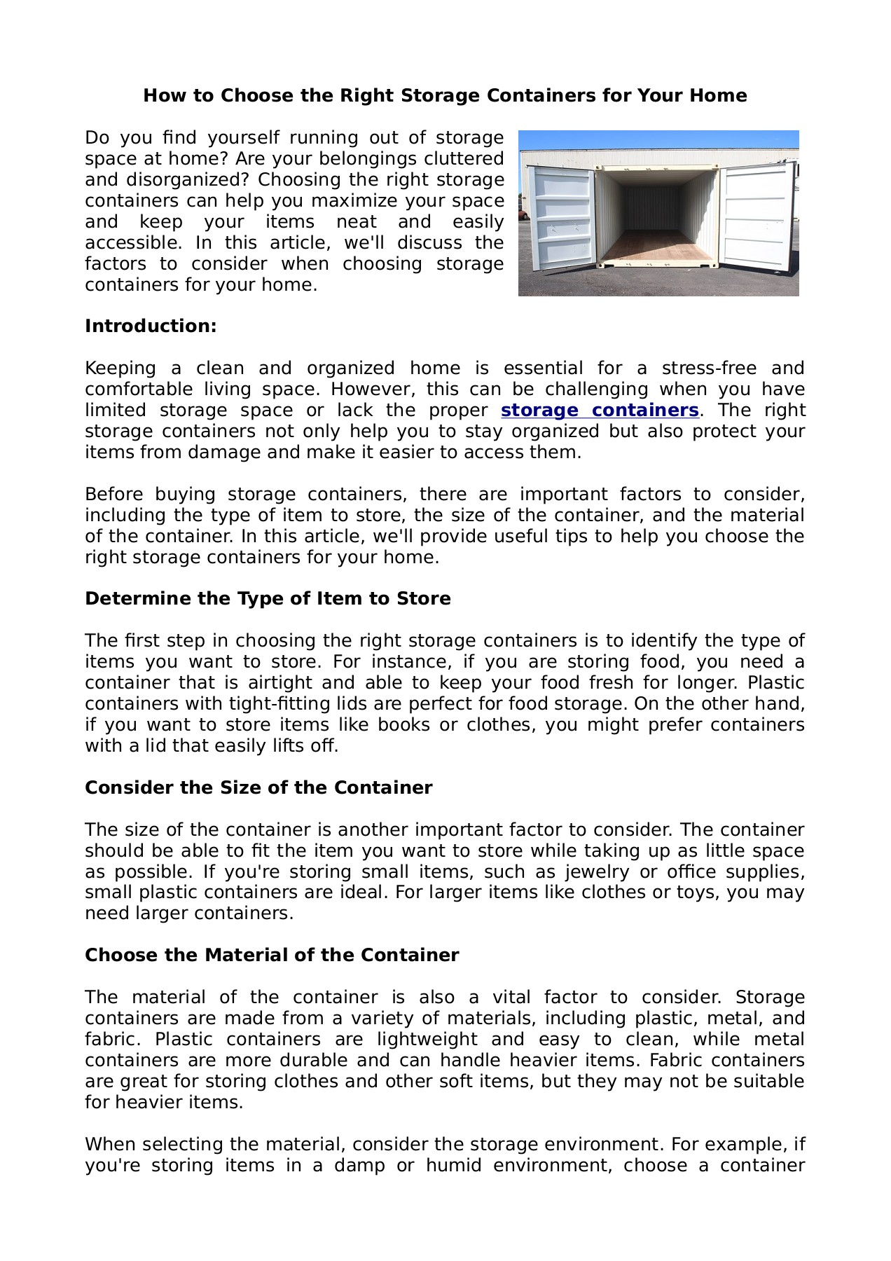 How to Choose the Right Storage Containers for Your Home - Port ...