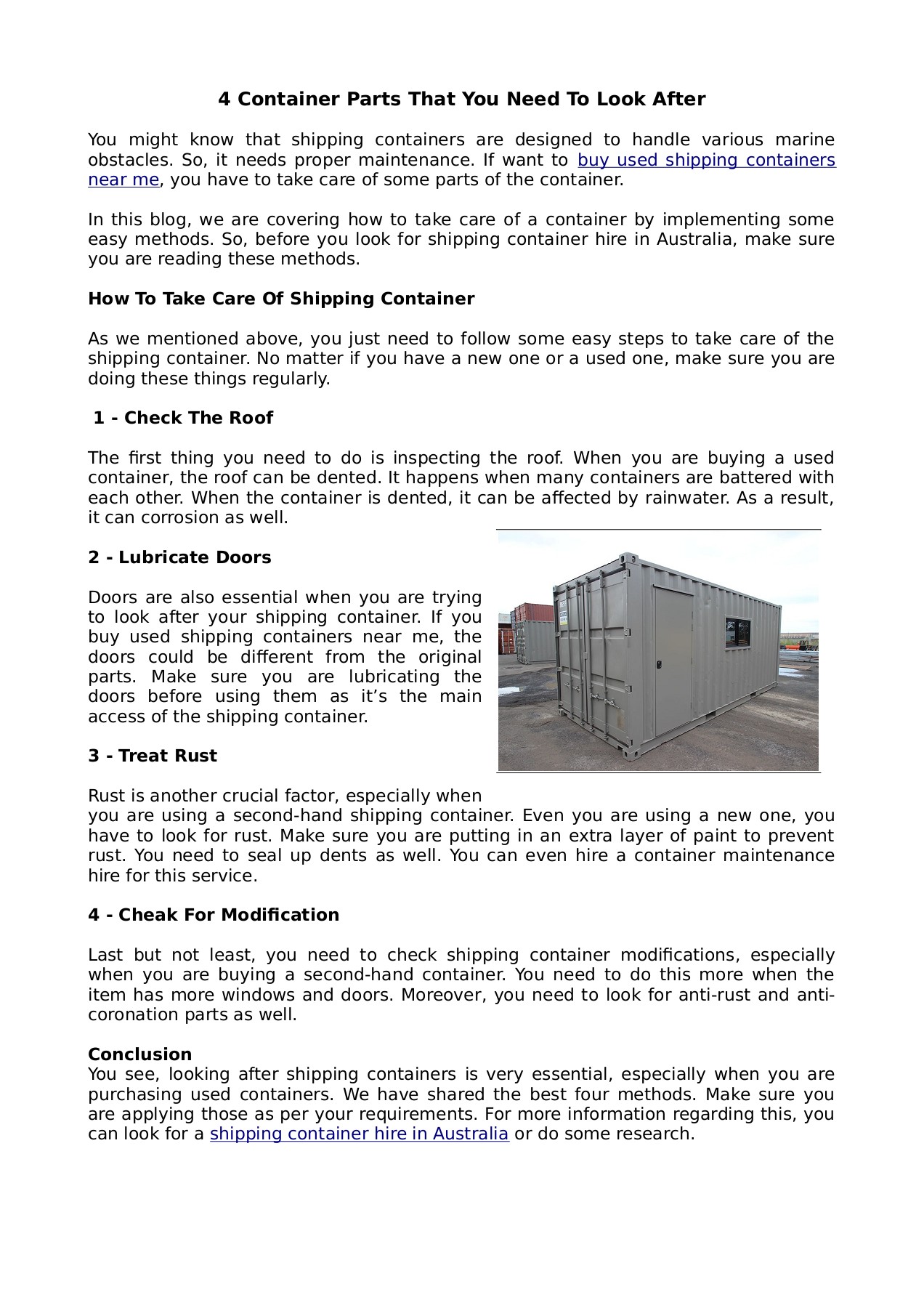 4 Container Parts That You Need To Look After - Port Shipping ...