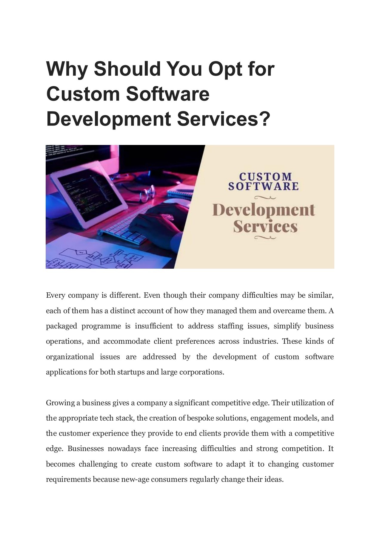 Why Should You Opt for Custom Software Development Services - XDuce ...
