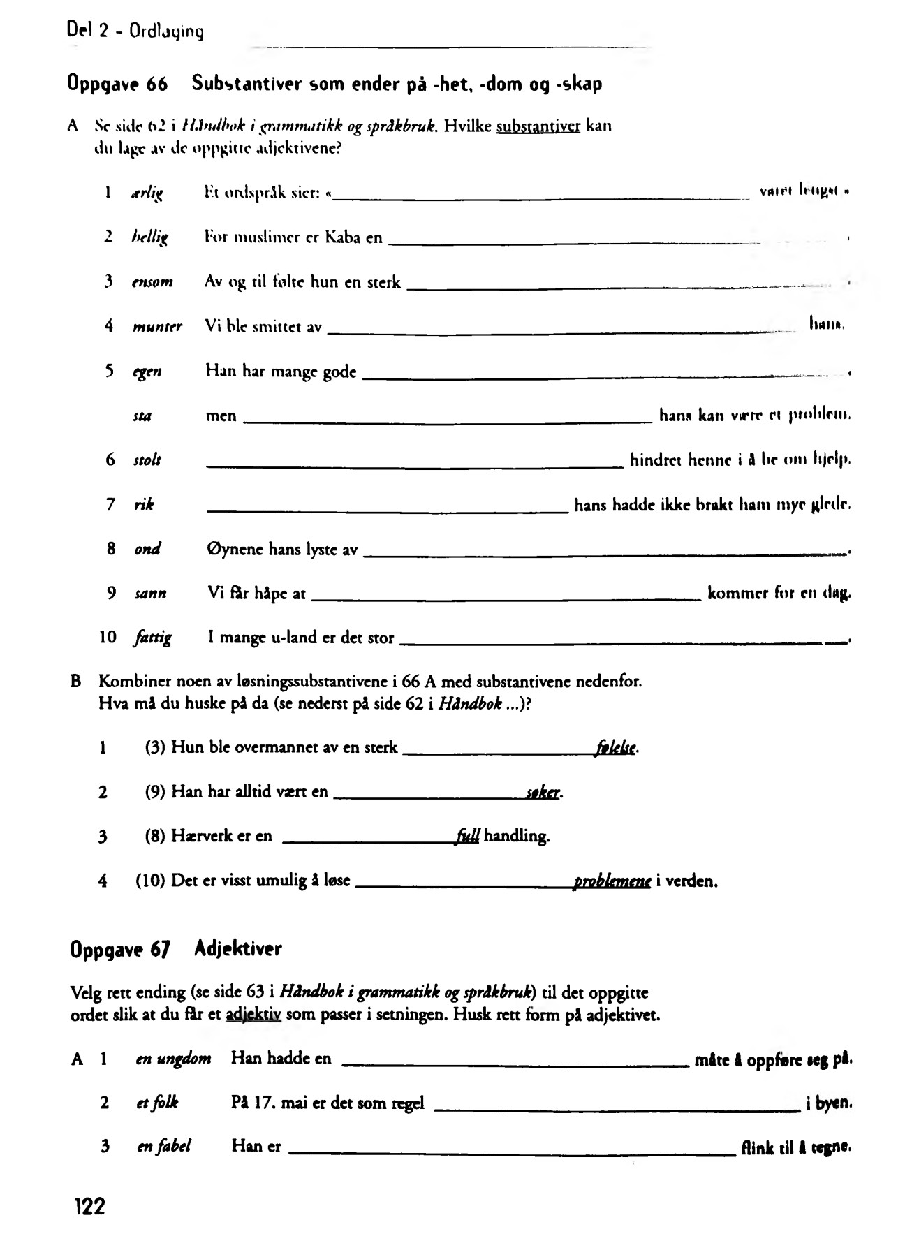 Arbeidsbok til Håndbok i Grammatikk og språkbruk 2006(1) - athemit ...