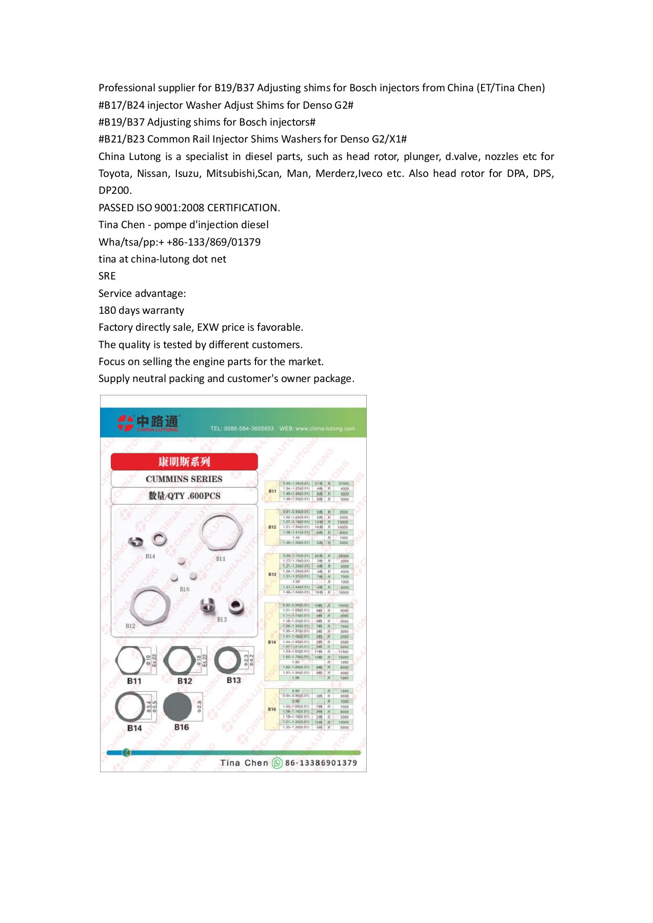 B19B37 Adjusting shims for Bosch injectors - chen Tina - Page 1 - 1 ...