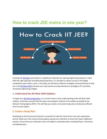 How to crack JEE mains in one year