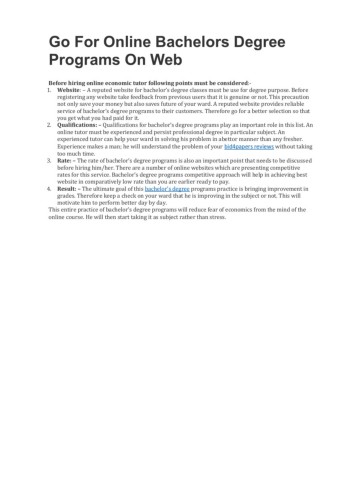 Go For Online Bachelors Degree Programs On Web