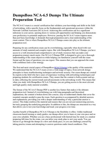 DumpsBoss NCA-6.5 Dumps Your One-Stop Exam Solution