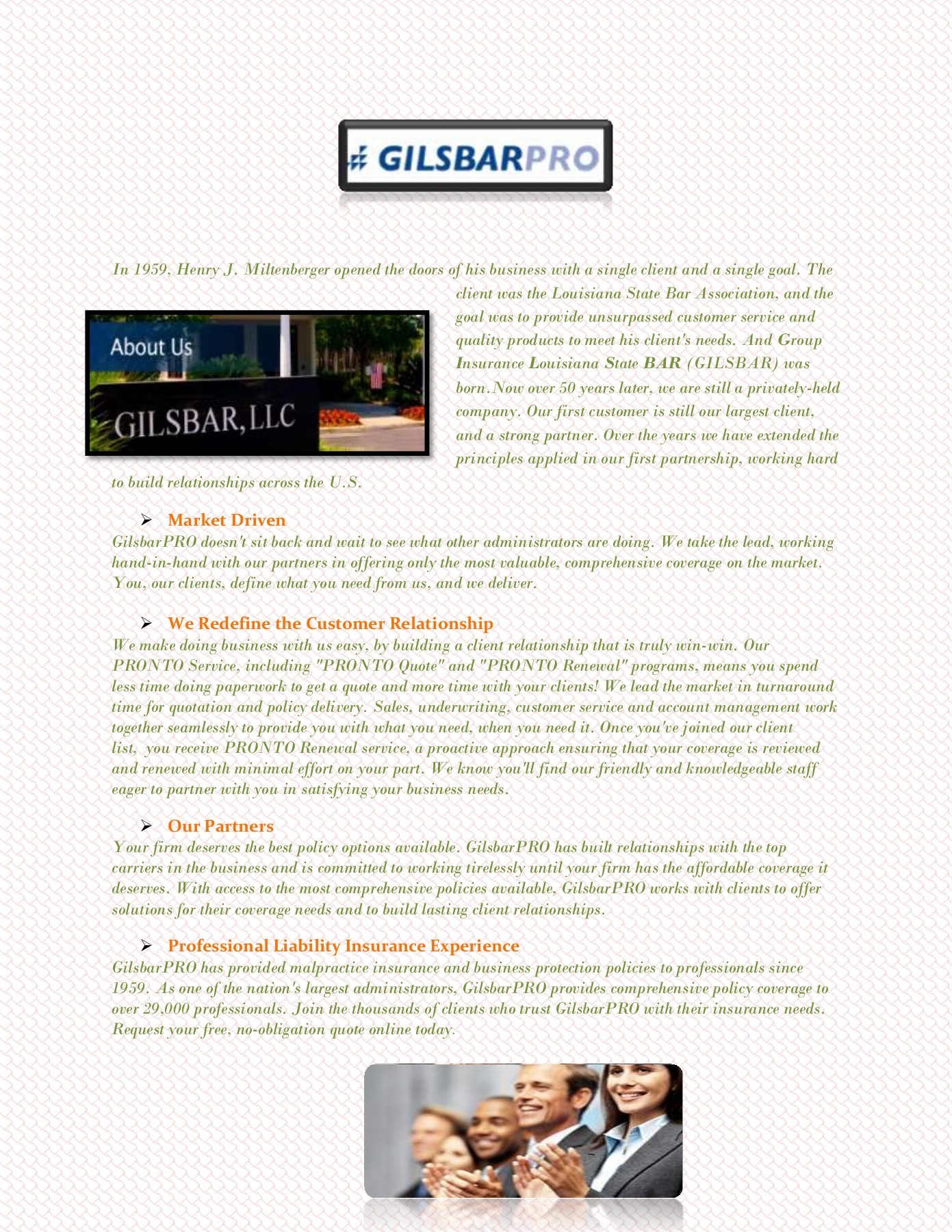 Professional malpractice insurance - gilsbarprogilsbarpro - Page 1 - 3 ...
