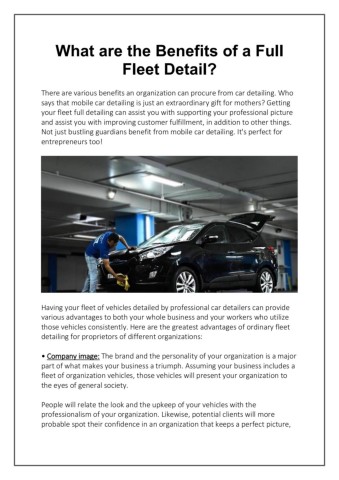 What are the Benefits of a Full Fleet Detail