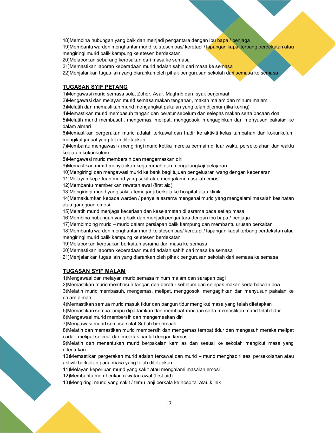 PANDUAN PENGURUSAN ASRAMA 2021 - Solihin Rozali - Muka Surat 18 | Membalik PDF Dalam talian ...