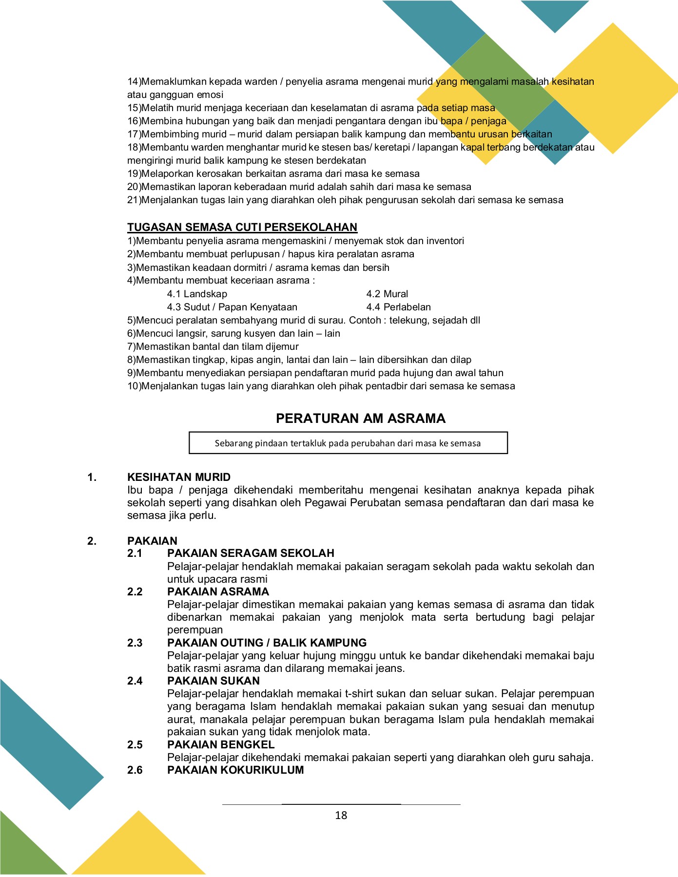PANDUAN PENGURUSAN ASRAMA 2021 - Solihin Rozali - Muka Surat 19 | Membalik PDF Dalam talian ...