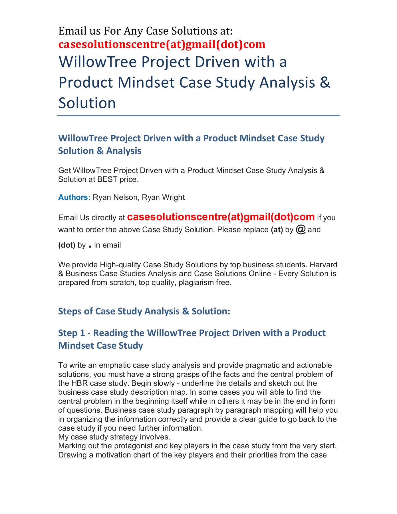 WillowTree Project Driven with a Product Mindset Darden Case Study Solution & Analysis - Darden ...