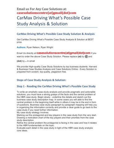 CarMax Driving What's Possible Darden Case Study Solution & Analysis - Darden Case Study ...