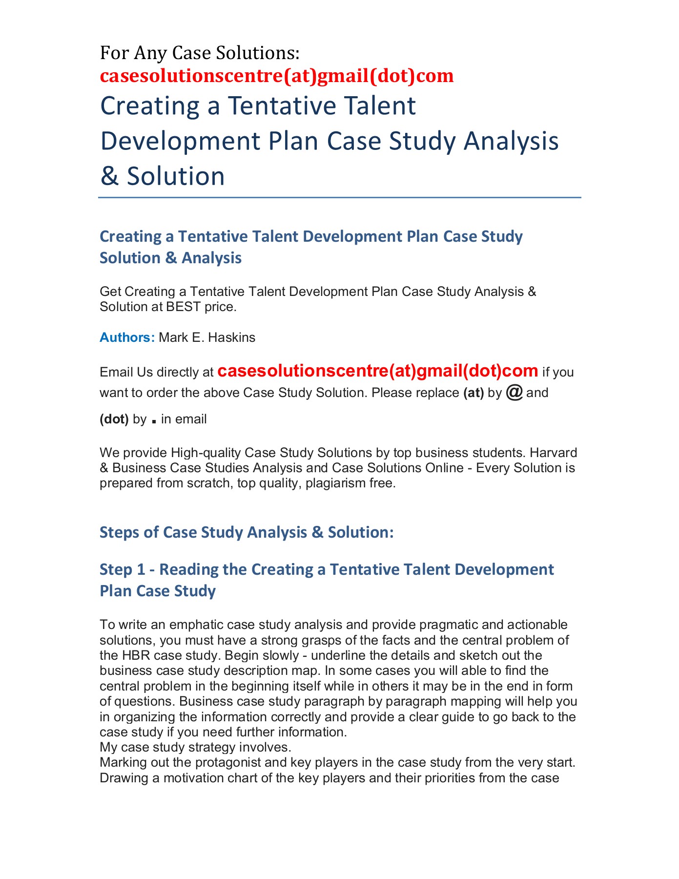 Creating a Tentative Talent Development Plan Darden Case Study Solution & Analysis - Darden Case ...