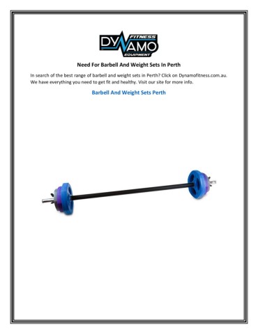 Need For Barbell And Weight Sets In Perth