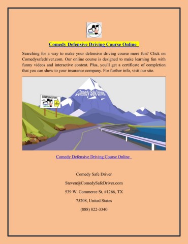 Comedy Defensive Driving Course Online Comedysafedriver