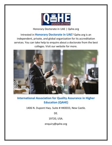 Honorary Doctorate in UAE | Qahe.org