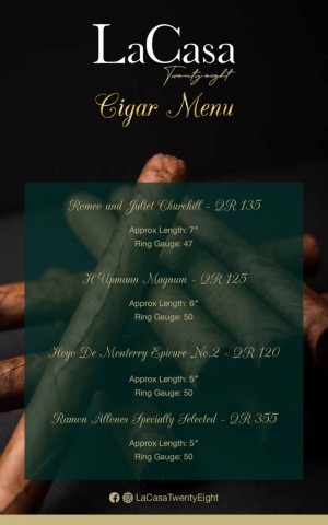 LaCasa CIGAR MENU