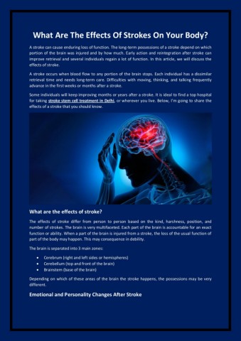 What Are The Effects Of Strokes On Your Body