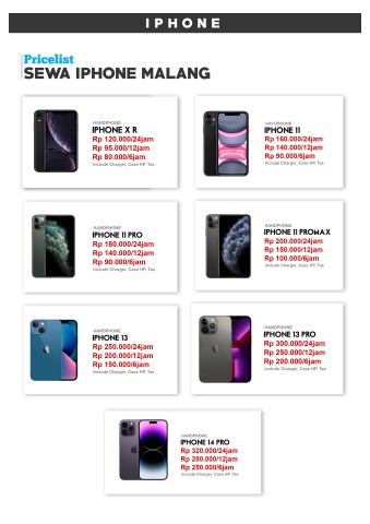 Pricelist Sewa Iphone Malang
