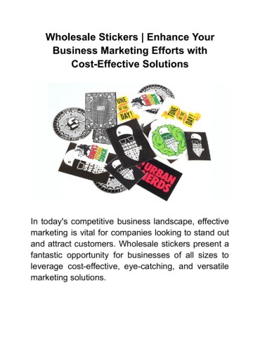 Wholesale Stickers _ Enhance Your Business Marketing Efforts with Cost ...
