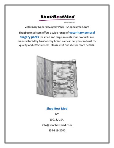 Veterinary General Surgery Pack | Shopbestmed.com