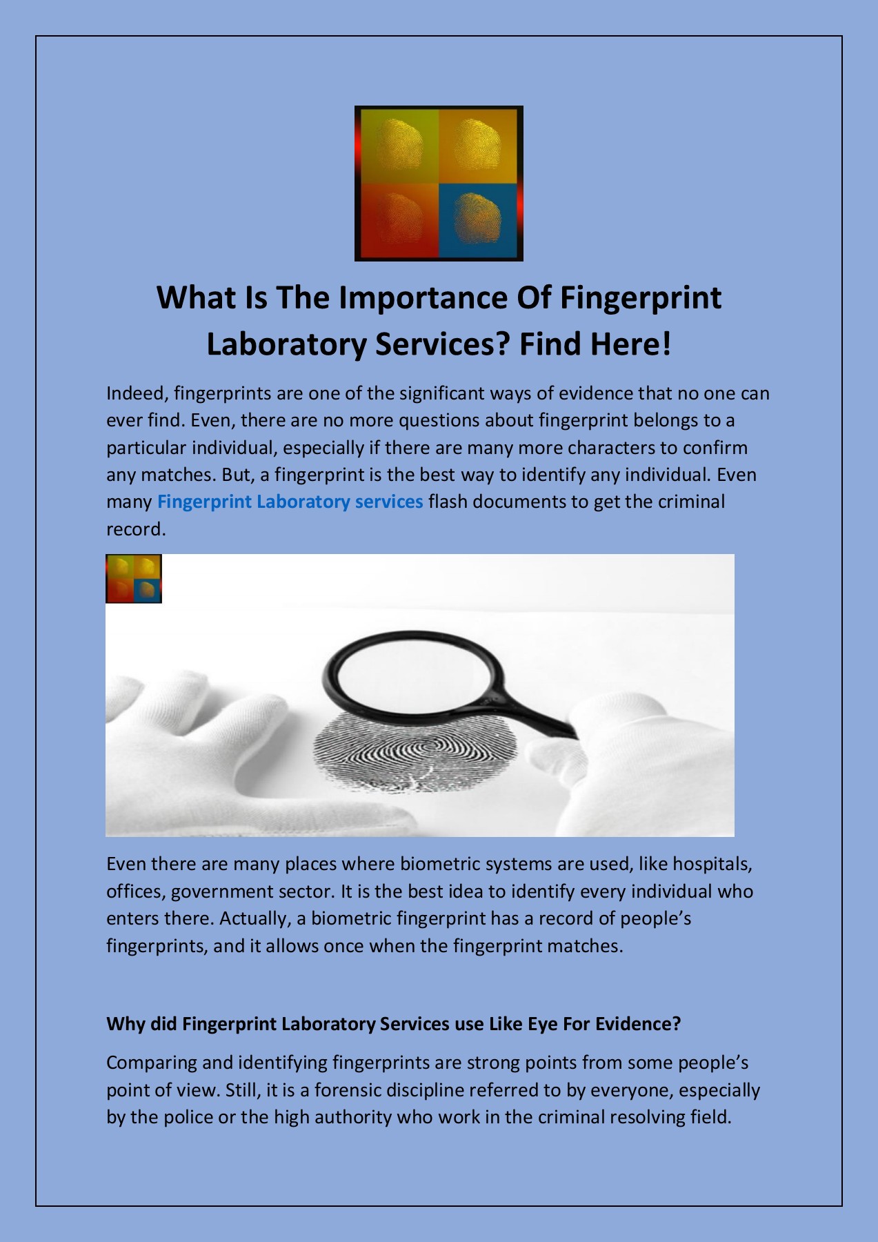 What Is The Importance Of Fingerprint Laboratory Services? Find Here ...