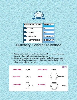 Class XII Summary Unit 13 Amines