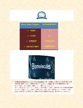 Class XII Summary Unit 14 Biomolecules