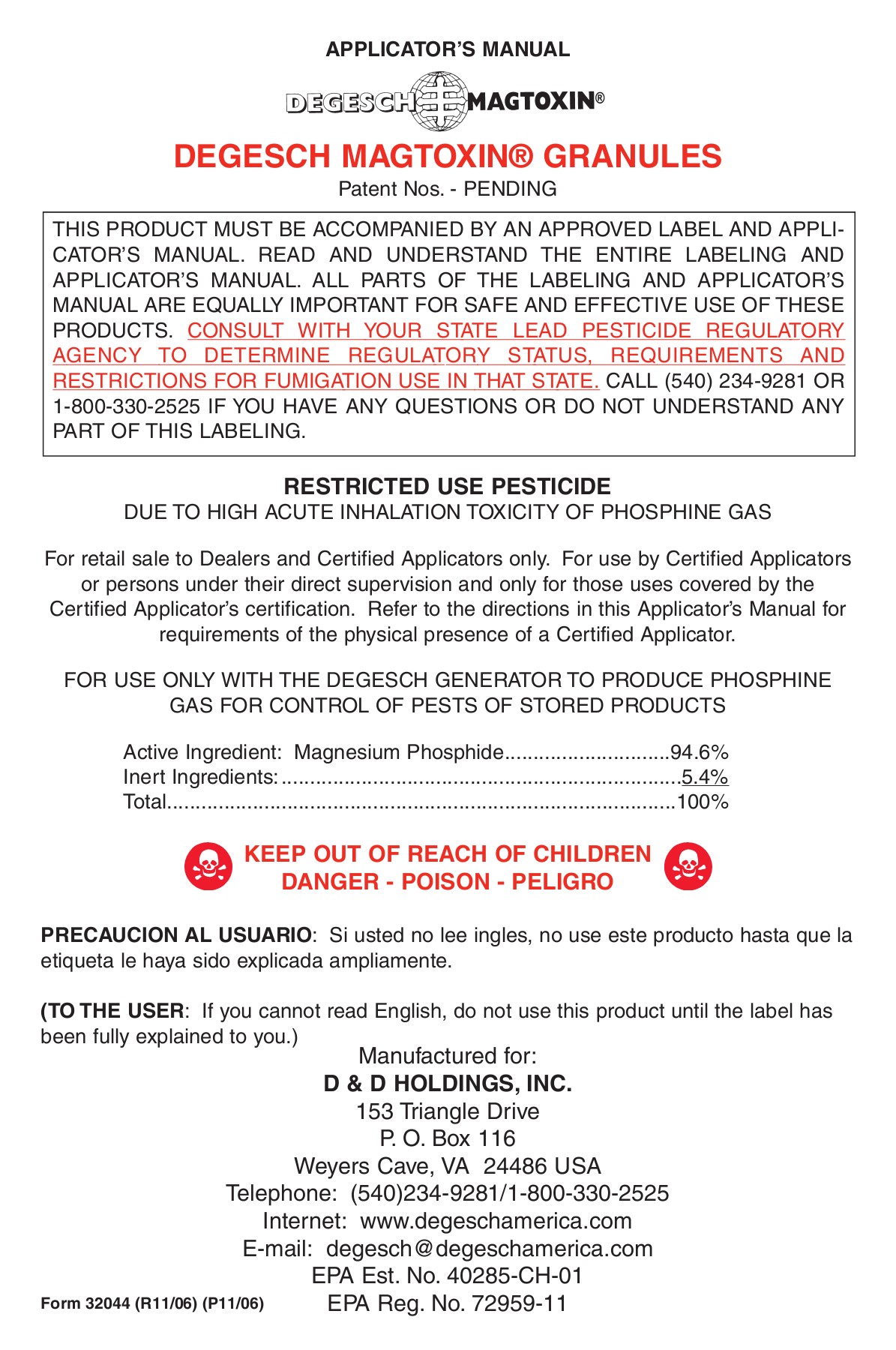 Degesch América - Manual magtoxin-inglés - Grupo Preserve - Page 1 - 31 ...