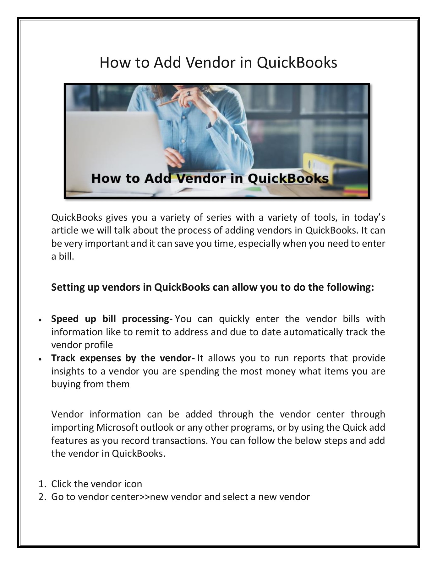 How to Add Vendor in QuickBooks - Maria Hernandez - Page 1 - 3 | Flip ...