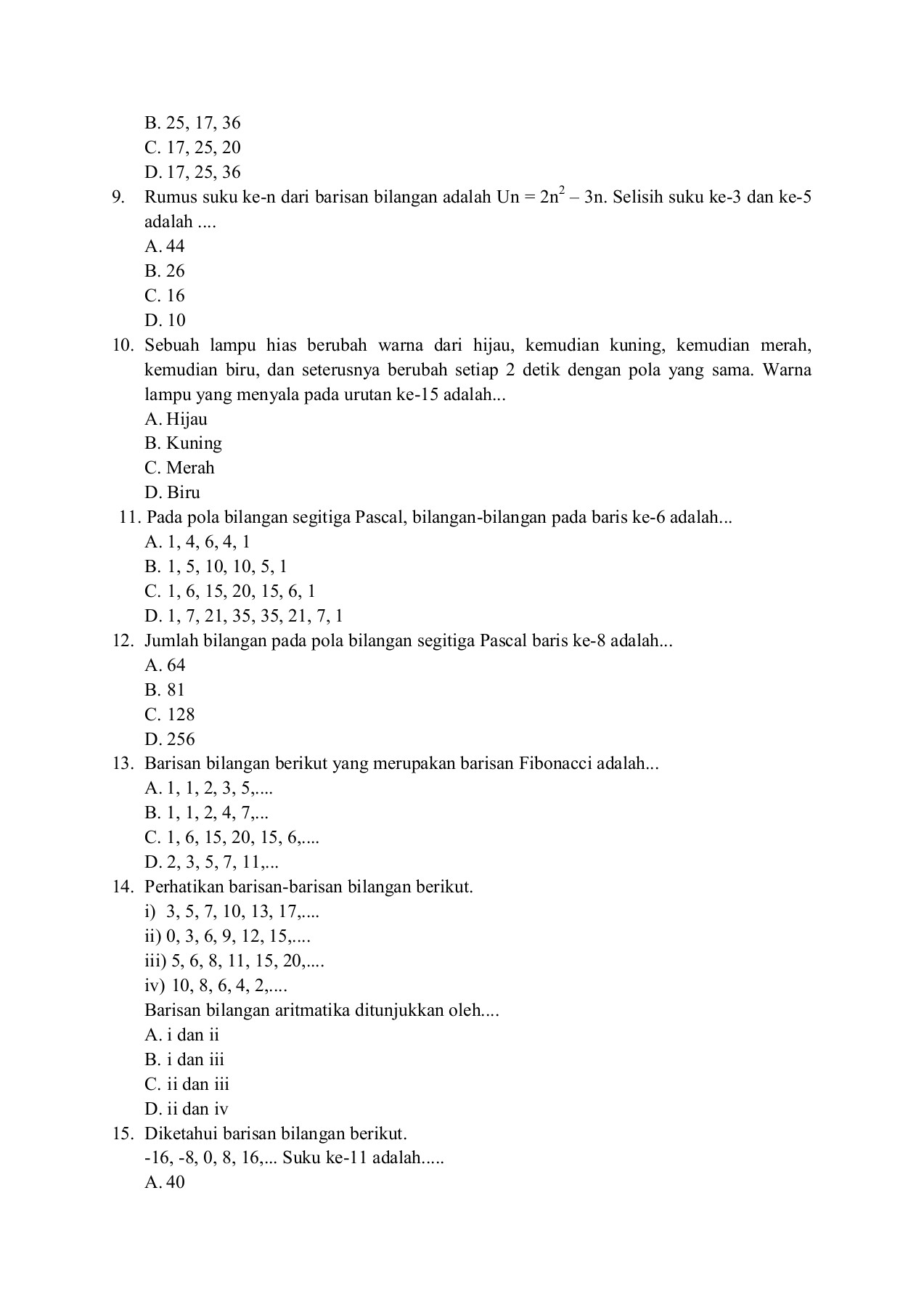 SOAL UH BAB I Kelas 8 POLA BILANGAN - mnaddrazil - Muka Surat 2 | Membalik PDF Dalam talian ...