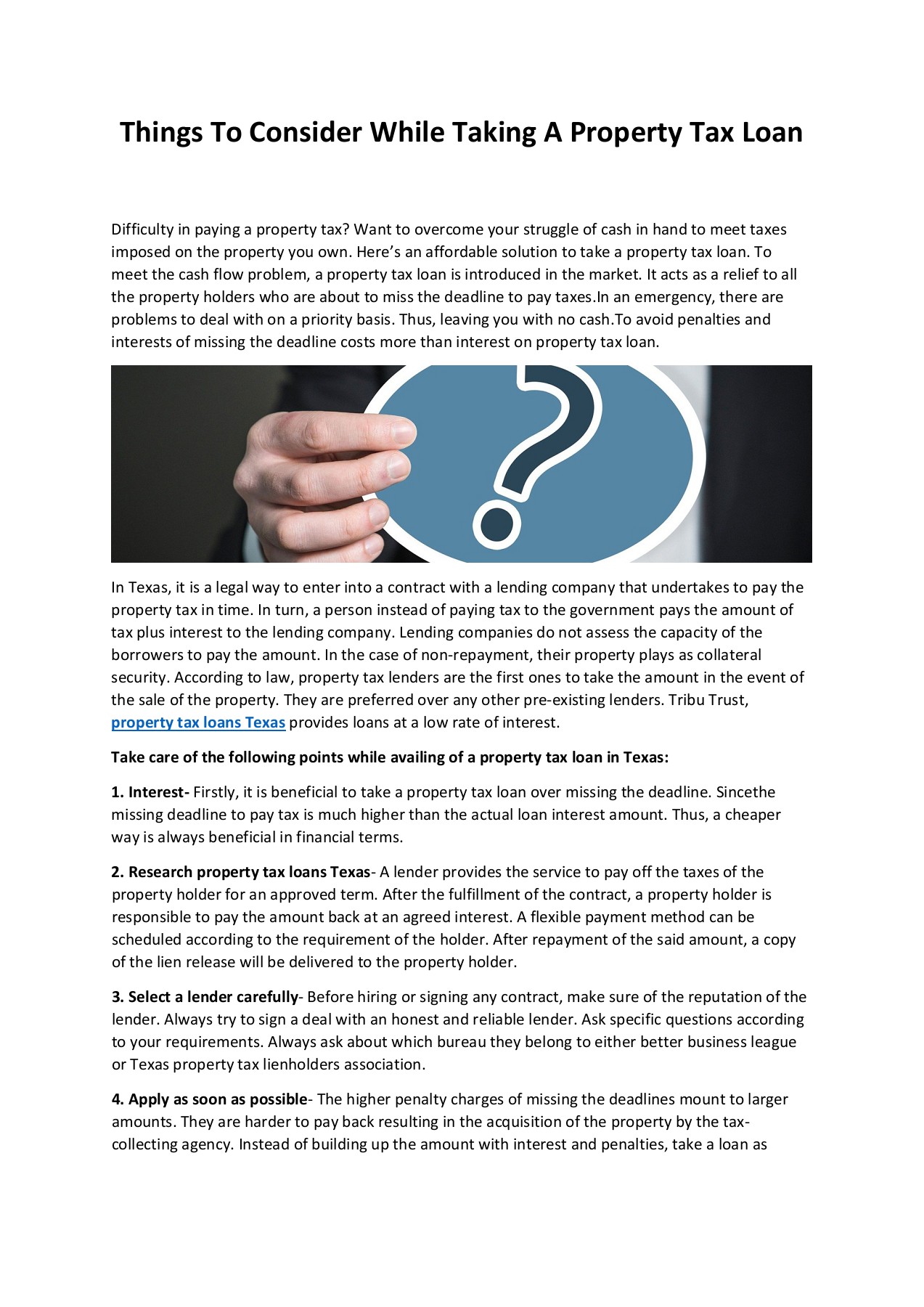 Things To Consider While Taking A Property Tax Loan - Property Tax ...