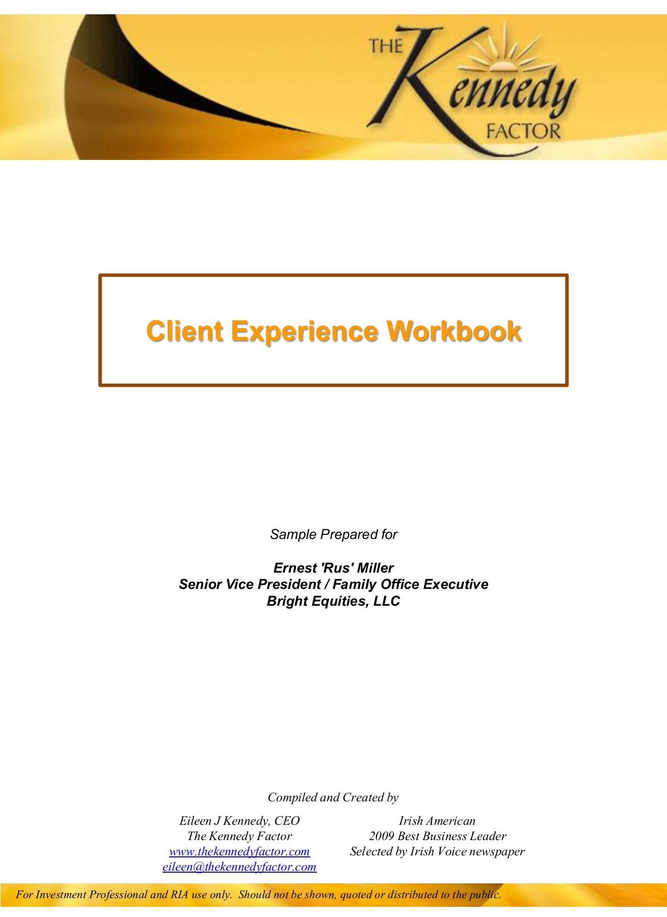 Client Experience Workbook, Sample for Rus Miller - eileenjkennedy ...