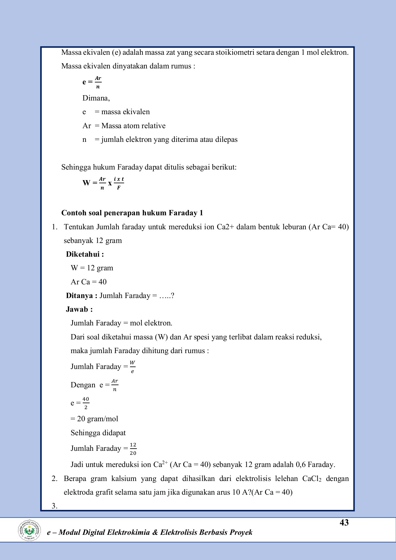 e - Modul Elektrokimia dan Elektrolisis - Jeremi Ramon Lingga - Kaca 45 | PDF Online | PubHTML5