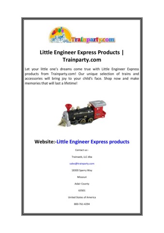Little Engineer Express Products Trainparty.com