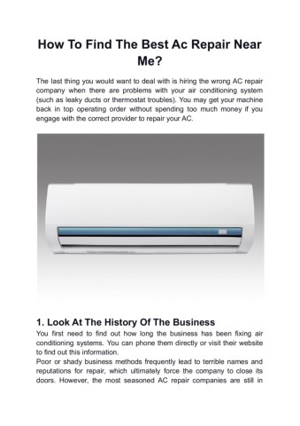 How To Find The Best Ac Repair Near Me