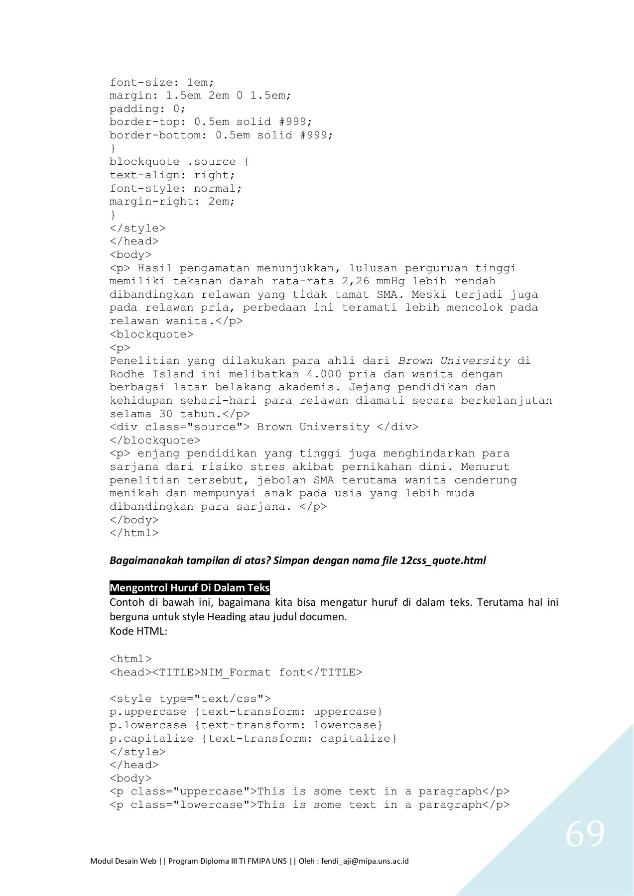 Modul Design Web - amandajgby - Halaman 69 | PDF Online | PubHTML5
