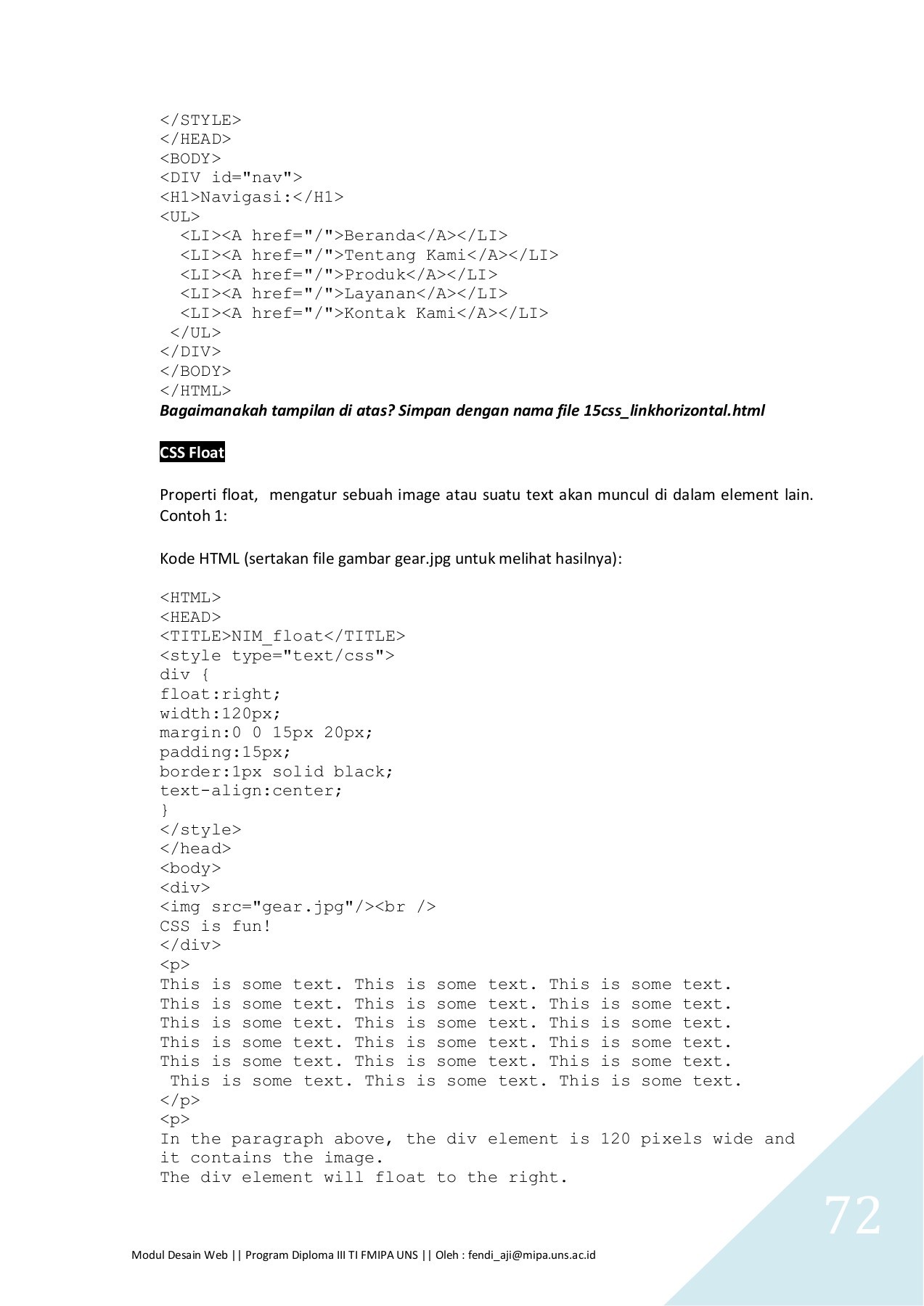 Modul Design Web - amandajgby - Halaman 72 | PDF Online | PubHTML5