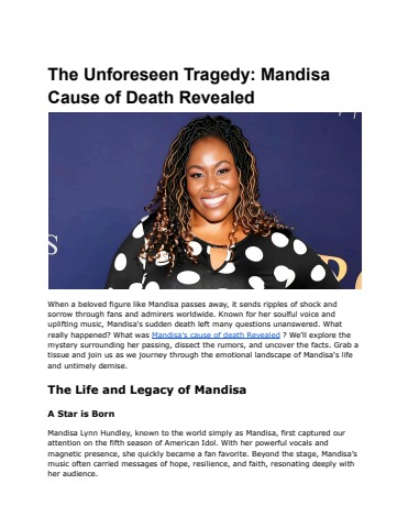 The Unforeseen Tragedy_ Mandisa Cause of Death Revealed