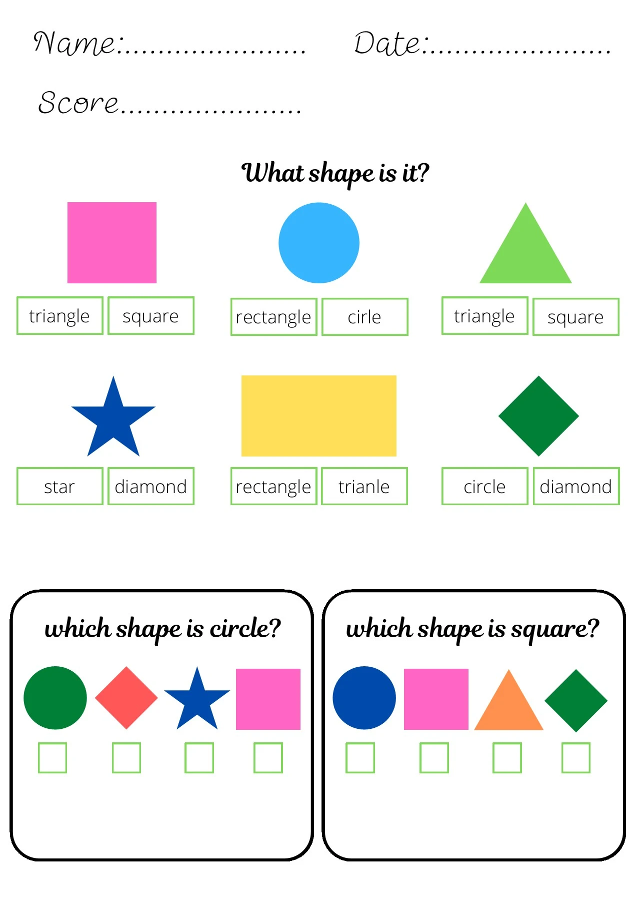 Name of shape - kindergarten printable - Page 1 - 6 | Flip PDF Online ...