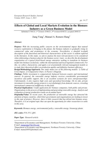 Effects of Global and Local Markets Evolution in the Biomass Industry ...