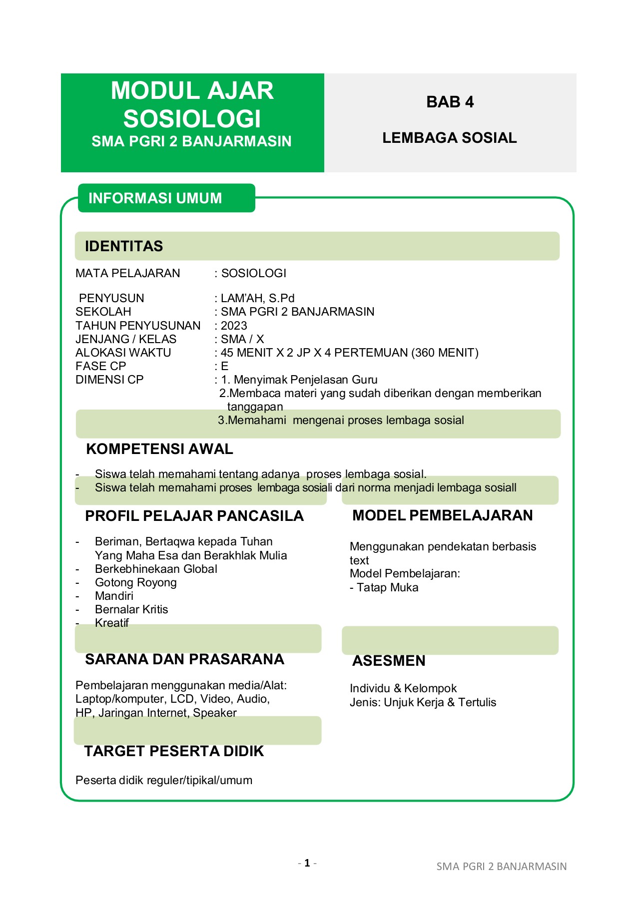 MODUL AJAR SOSIOLOGI BARU 2023 - Lam'ah SP.d - Page 84 | Flip PDF Online | PubHTML5