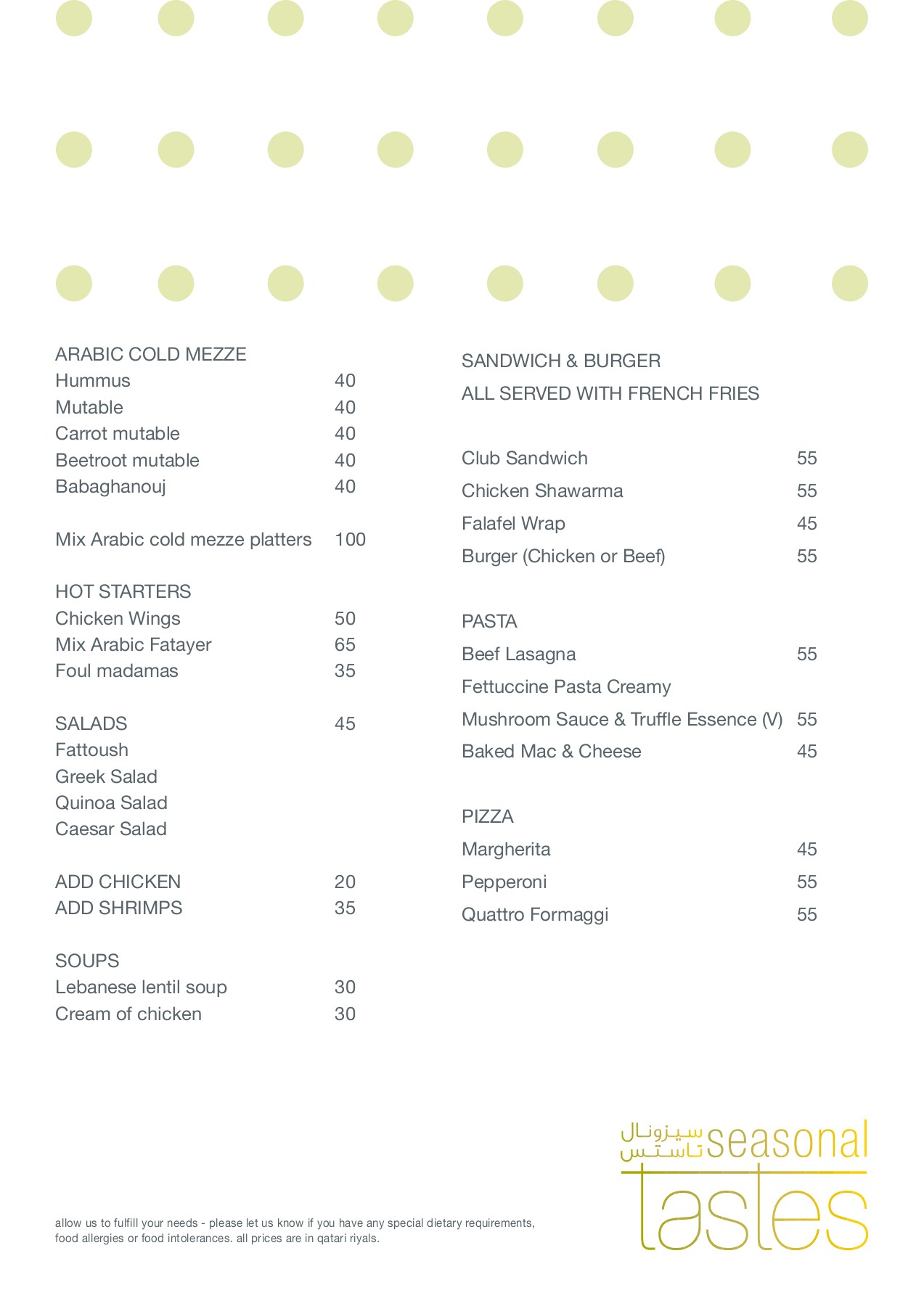 Seasonal Tastes A la Carte Menu - Westin.doha - Page 1 - 2 | Flip PDF ...