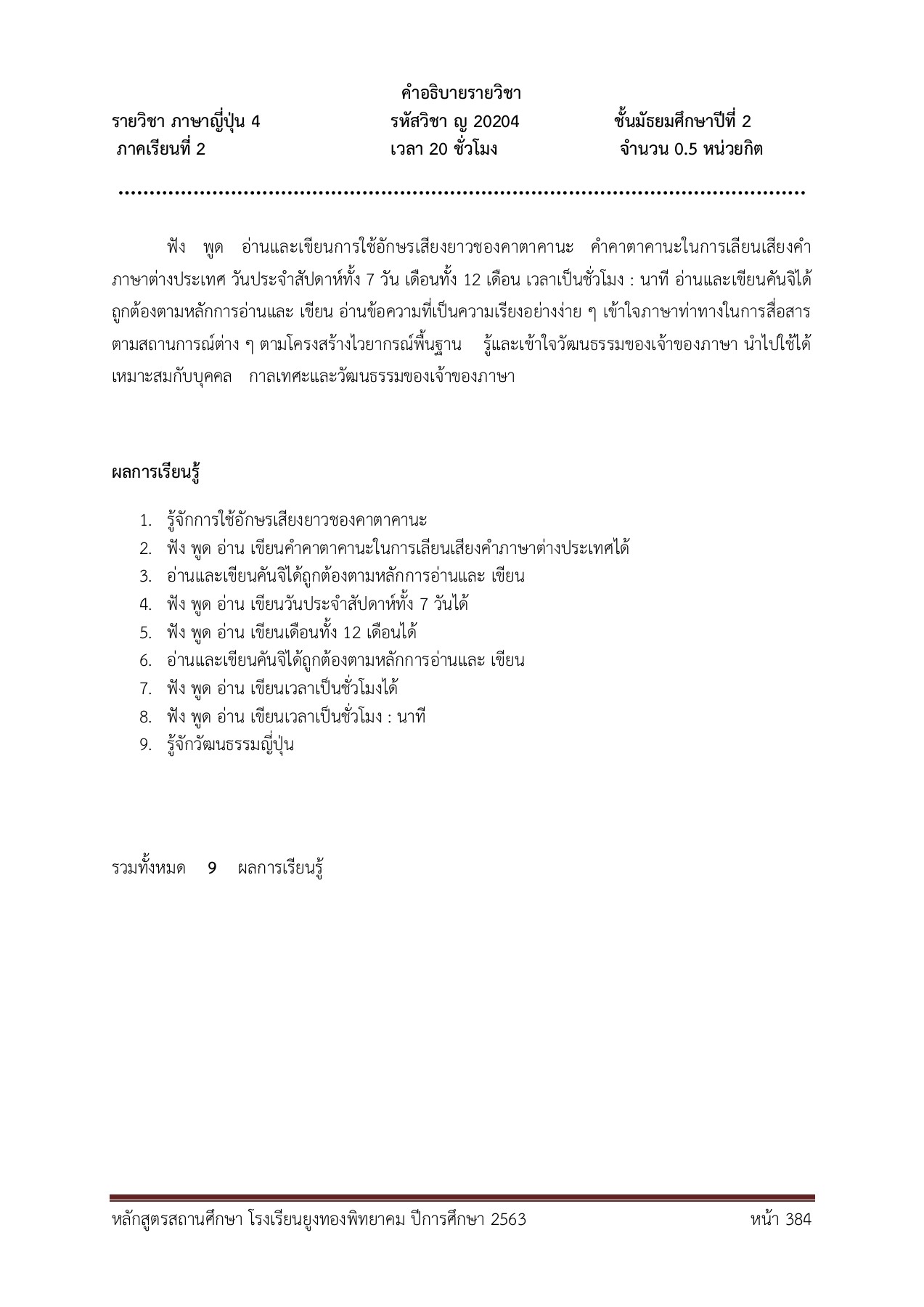 หลักสูตรสถานศึกษายูงทอง_คำอธิบายรายวิชา_ภาษาต่างประเทศ 319 - Upat Kc ...