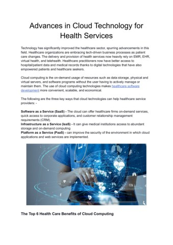 Advances in Cloud Technology for Health Services